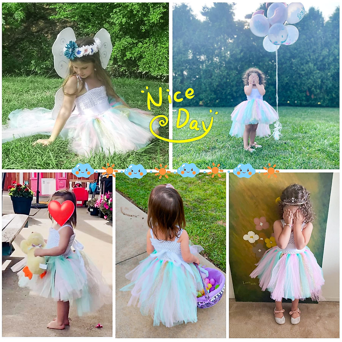 Girls Tutu Dress Toddler Handmade Rainbow Tulle Party Dresses for Birthday Outfit,Photography Prop,Christmas(7-8 Years)