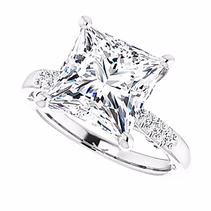 JEWELERYIUM 4 CT Princess Cut Colorless Moissanite Engagement Ring, Wedding/Bridal Ring Set, Solitaire Halo Style, Solid Sterling Silver Vintage Antique Anniversary Promise Ring Gift for Her (6)