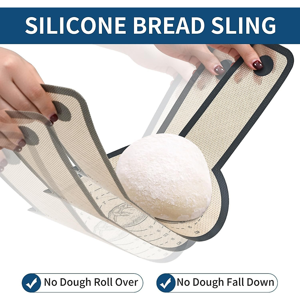 2 Pcs Silicone Bread Sling for Dutch Oven Liners Silicone Baking Mat [Non-Stick & Heat Resistant] Reusable Sourdough Bread Baking Supplies with Long Handle Bread Making Tools for Transfer Sourdough