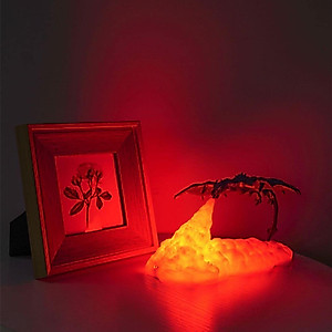 HGomx Fire Dragon Lamp Light, 3D Printed Night Light LED Moon Light Gift for Boys and Girls Bedroom Kids Room with USB Rechargeable (Fire Dragon)