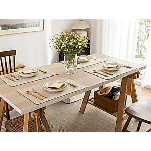 Kevin Textile Burlap Linen Placemats Set of 4 Heat Resistant Dining Table Place Mats Washable Kitchen Table Mats, 13 x19 inches, Cream Beige