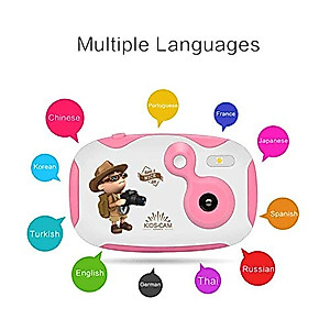 LKYBOA Retro SLR Child Camera -Digital Camera for Kids, 1080P Digital Video Camera with Screen and Card for 3-10 Years Boys (Color : Pink)