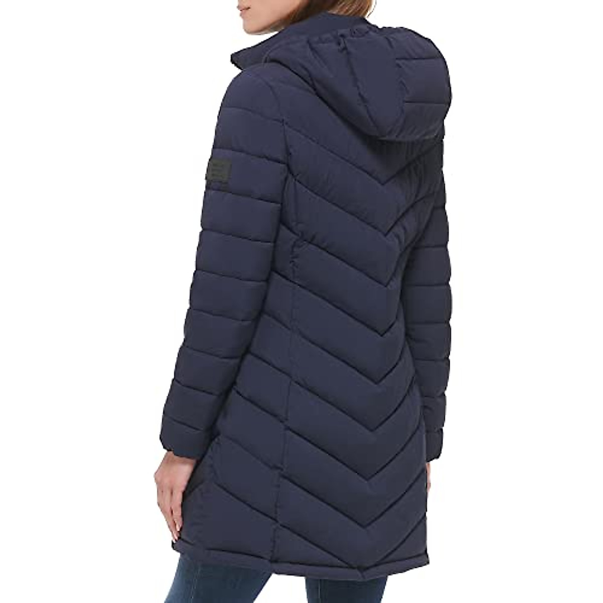 Calvin Klein Women's Chevron Quilting Casual Lightweight Jacket, Dark Navy, Medium