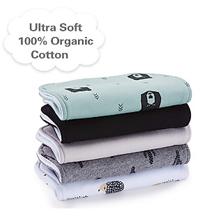 MiiYoung 5-Pack Baby Burp Cloths for Boys, Triple Layer, Organic Cotton, Soft and Absorbent Towel, Burping Rags for Newborns Set