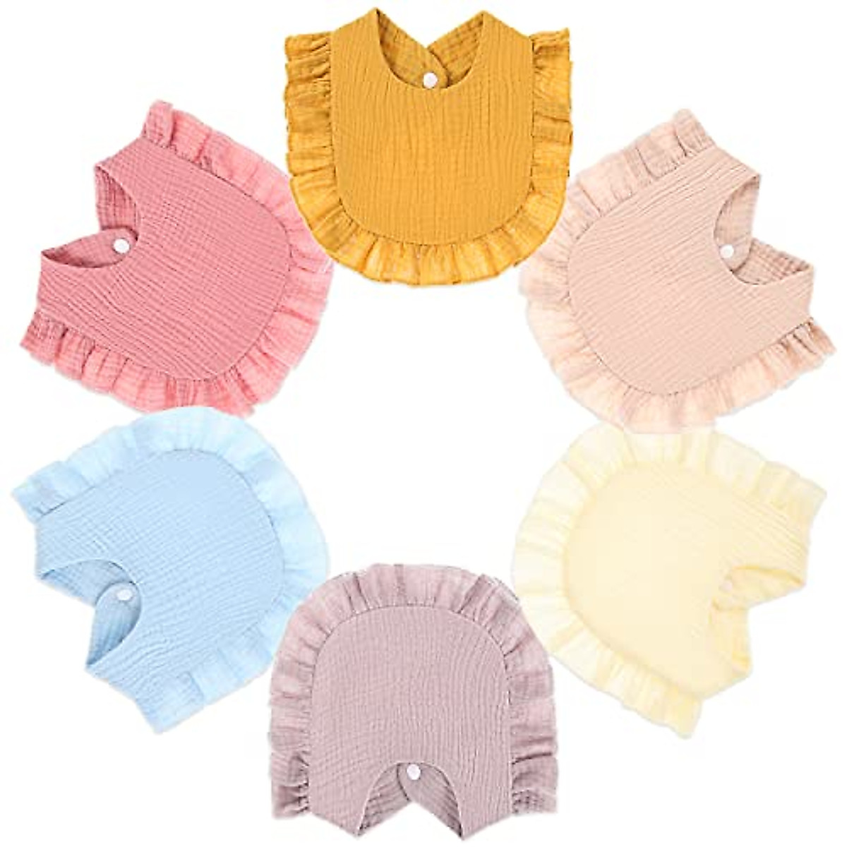 Mccotwe Baby Bibs Muslin Drool Bibs Teething Bibs Lap-shoulder Drool Cloths Bibs 100% Organic Cotton 4-Layer Absorbent& Soft& Breathable Muslin Baby Bibs for Girls Multi-Use Scarf Bibs