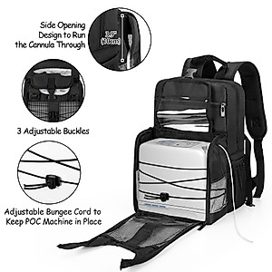 CURMIO Travel Backpack Compatible with Inogen, OxyGo and Caire Units, Portable Oxygen Concentrator Bag with Storage Compartment, Black (Bag Only, Patent Pending)