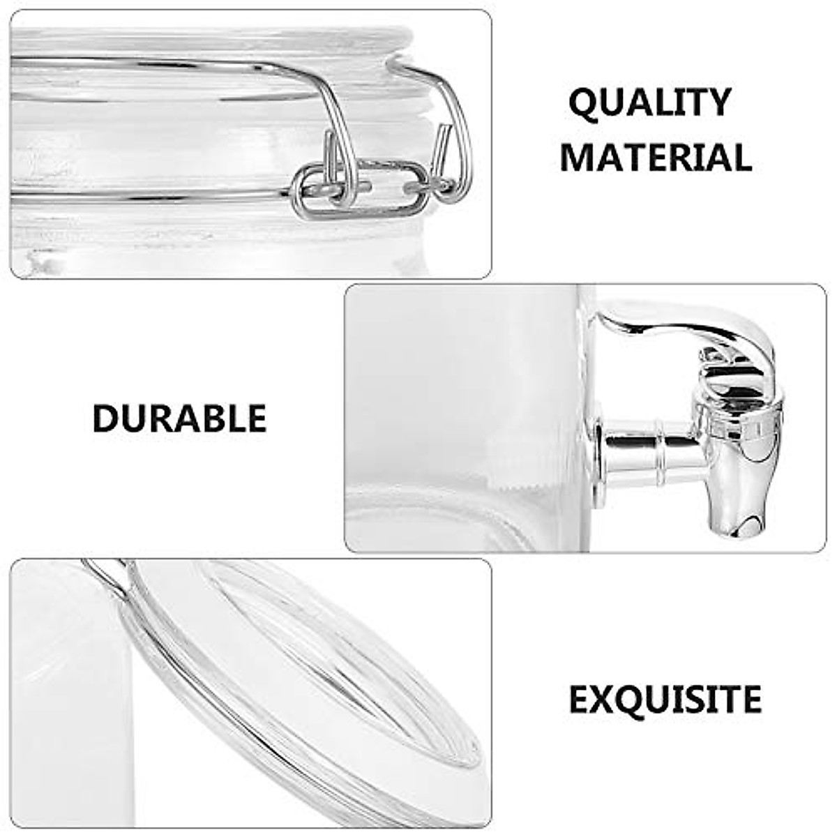 Hemoton Glass Dispenser Jar Beverage Dispenser Glass Jar with Tap Party Drink Dispenser Juice Dispenser Mason Jar with Spigot Glass Jar with Faucet