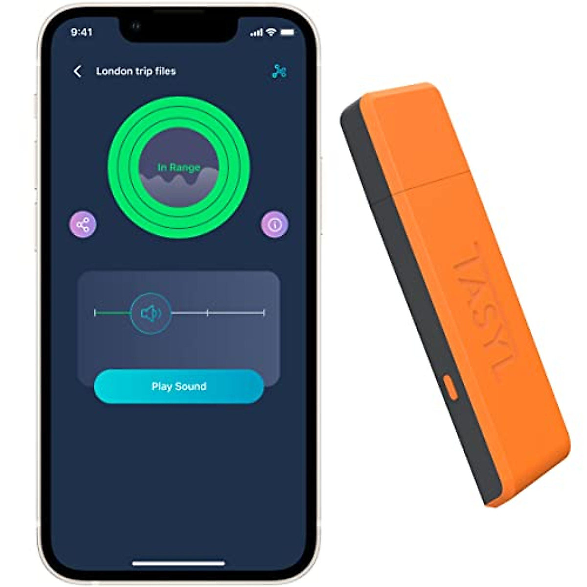 TASYL Track 128 GB USB 3.1 Flash Drive, with Bluetooth Tracker, Find Your Drive Quickly & See Last Known Location with Tasyl App, Up to 210 MB/s Read, Free USB C Adapter, Orange