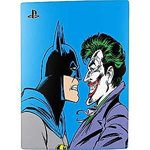 Skinit Decal Gaming Skin Compatible with PS5 Digital Edition Console + Controller - Officially Licensed Warner Bros Batman vs Joker - Blue Background Design