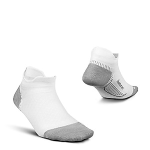 Feetures Plantar Fasciitis Relief Sock Ultra Light No Show Tab- Compression Sock for Men & Women- X-Large, White