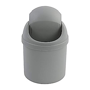 Zerdyne Plastic Mini Trash Can with Swing-Top Lid, 0.7 Gallon Tiny Garbage Can, Gray
