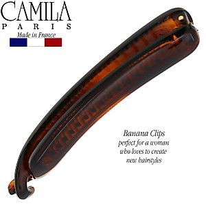 Camila Paris NV133 French Hair Banana Clincher Clip, Classic Girls Updo Flexible Ponytail Holder, Non Slip Interlocking Banana Comb, Fashion Durable Styling Hair Accessories for Women, Made in France