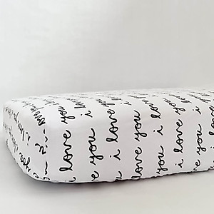 NODNAL CO. Fitted Crib Sheet - 100% Cotton for Baby Girl/Boy Nursery Bedding - Gender Neutral Patterns and Colors - Unisex for Standard Baby or Toddler Crib Mattress (I Love You)