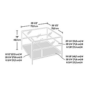 Sauder Coral Cape Coffee Table, L: 29.53" x W: 29.53" x H: 18.9", Satin Gold Finish