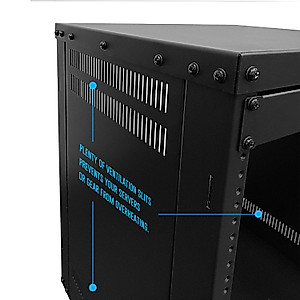 AxcessAbles 12U AV Rack Stand | 12 Space Component Rack Cabinet | Removable Side Panels for Open-Frame | 550lb Capacity Four Post Network Server Case| 19-Inch Rack-mountable Cabinet (RK12U)