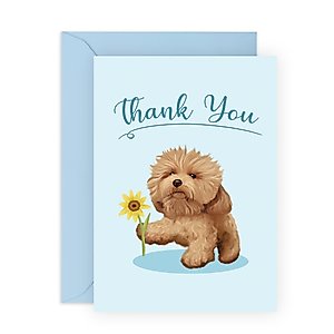 CENTRAL 23 Thank You Greeting Cards From Dog - Thank You Fluffy Dog - Sweet Dog Birthday Card - For Fur Mom Dad - Pet Owner - Gifts From Fur Baby - Comes With Stickers