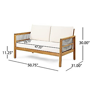 Christopher Knight Home Elias Chat Set, Beige + Teak + Black Metal