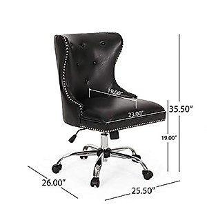 Christopher Knight Home Keith Contemporary Tufted Swivel Office Chair, Midnight Black and Chrome