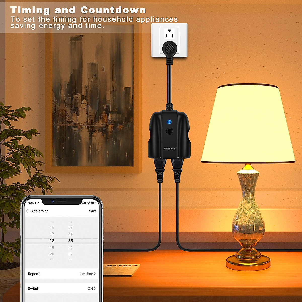 Outdoor Smart Plug - WiFi Outlet with 2 Sockets,Compatible with Alexa,Google Home,Remote Control/Timer by Smartphone,IP44 Weatherproof,FCC/RoHS Certified