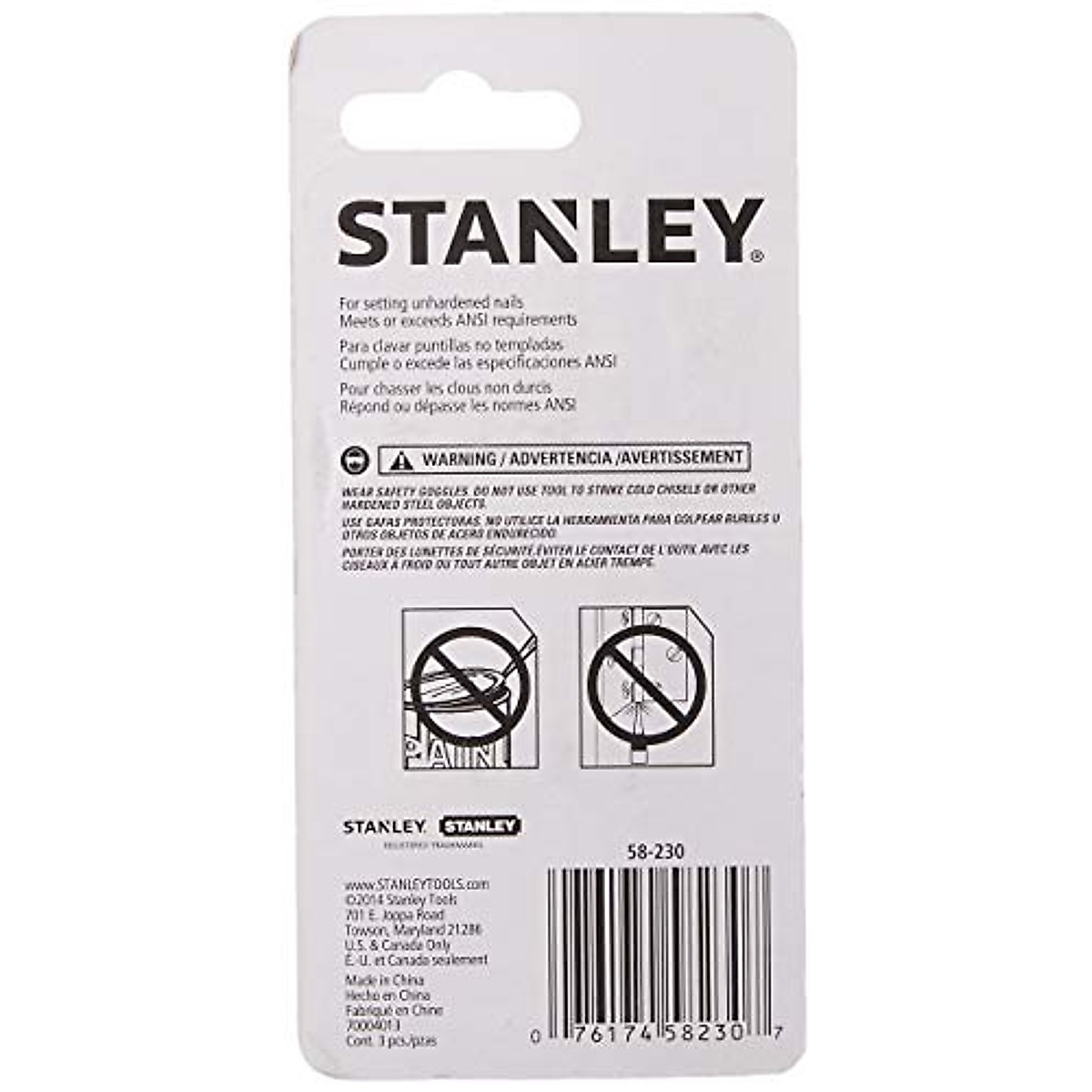 STANLEY Nail Setter, Steel, 3-Piece (58-230)