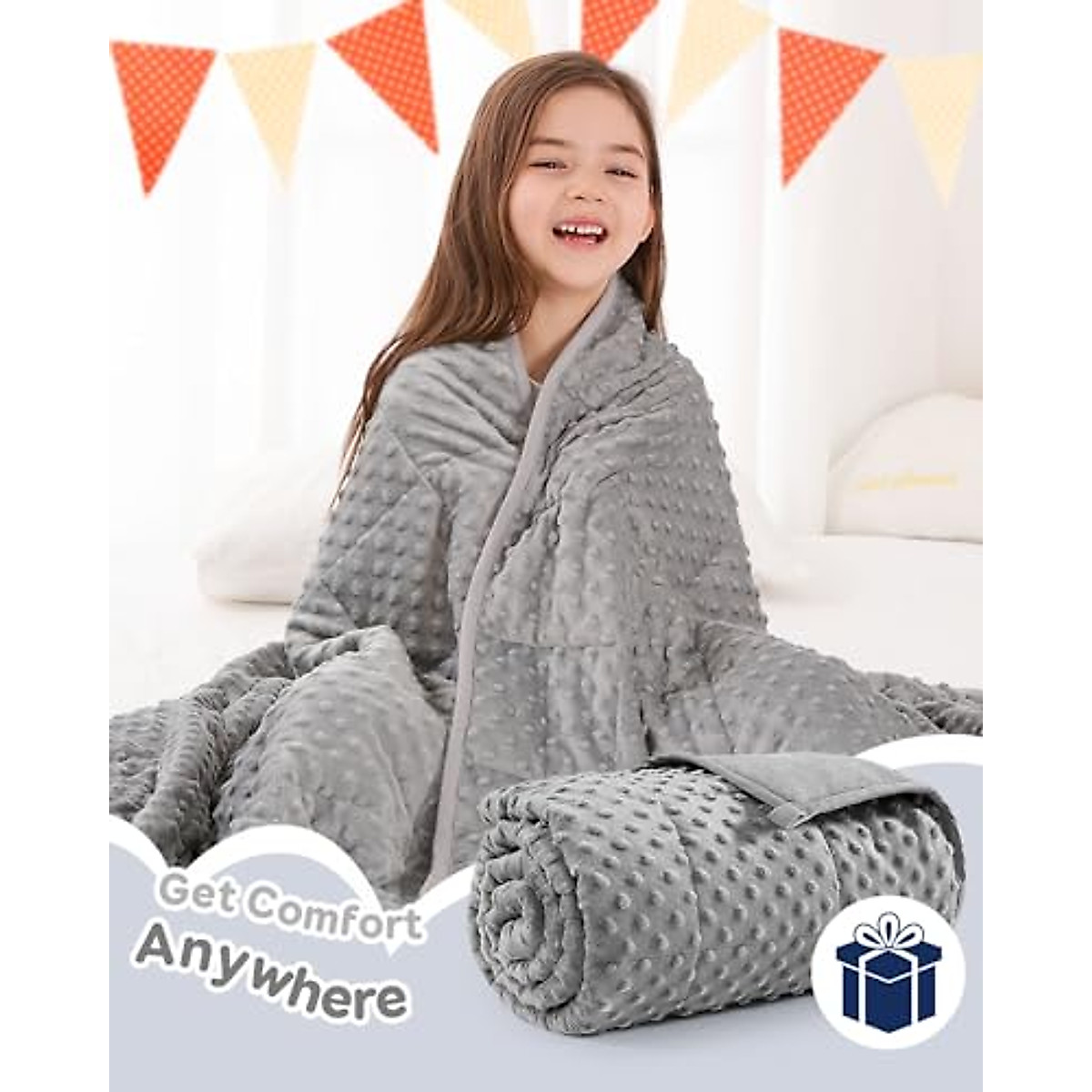 Kivik Weighted Blanket 3lbs, Small Minky Dotted Blankets, Soft Heavy Blanket Throw, Machine Washable, 36 x 48 Inches Grey