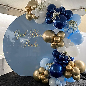 Monlot Blue Balloon Garland Arch kit 140 Pcs Navy Blue Balloon Arch White Baby Blue Gold Metallic Double Stuffed Balloons for Birthday Baby Shower Father’s Day Decorations