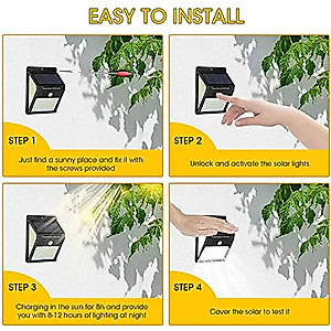 AdamStar Solar Lights Outdoor, 140 LED Motion Sensor Solar Lights, 270°Wide-Angle 3000 Lumens Waterproof Solar Security Wall Lights for Fence Post Back Yard Front Door Deck Patio Garden 2Pack (2 Pack)
