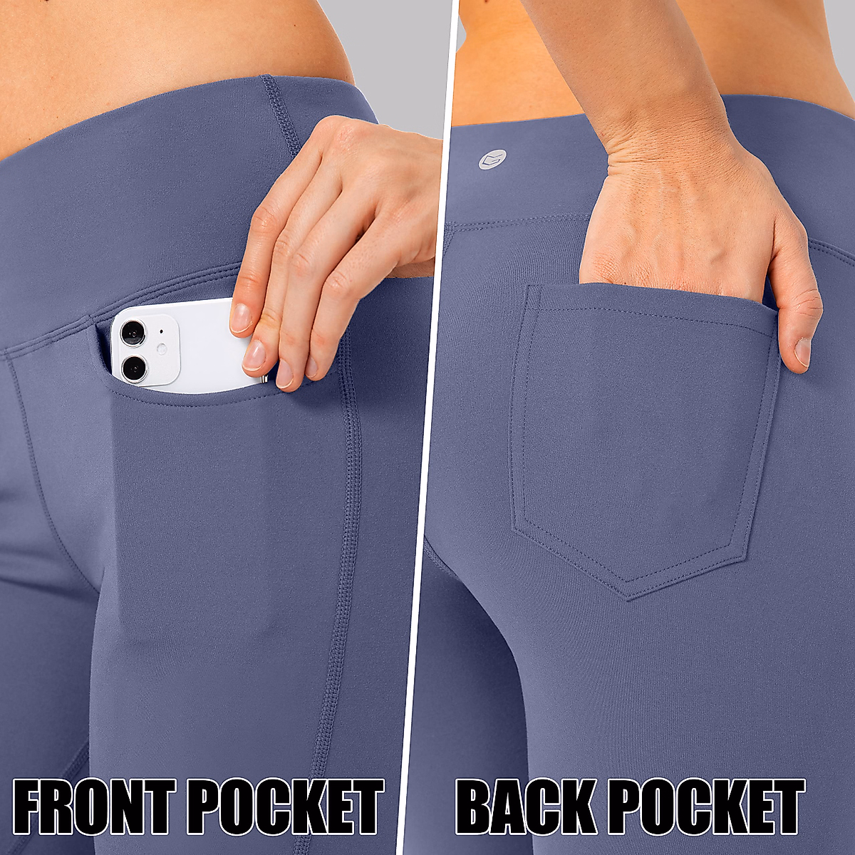 G Gradual Women's Yoga Pants 4 Pockets High Waist Dress Pants Tall Bootcut Work Pants, Dusty Blue, Large