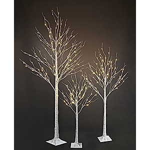 LIGHTSHARE 4 feet 6 feet and 8 Feet Birch Tree,Warm White, for Home,Pack of 3, Festival, Party, and Christmas Decoration, Indoor and Outdoor Use