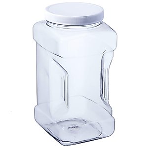 Hudson Exchange 1 Gallon Plastic Grip Jar with Cap (6 Pack), Food Grade BPA Free PET, Clear