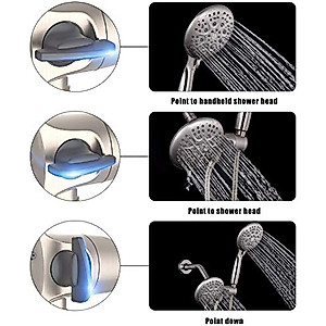 SR SUN RISE Shower System with Handheld Shower and Rain Shower Combo Set High Pressure 5-spray Dual 2 in 1 Shower Faucet Patented 3-way Diverter Brushed Nickel (Valve Include）