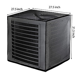 Nicunom Air Conditioner Cover, All Seasons Full Mesh AC Cover for Outside Unit Adjustable Outdoor AC Defender Cover Protect from Clogging of Debris, 27.5"x27.5"x31.5"