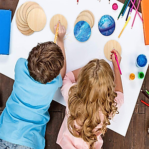 WLIANG 25 Pcs 4 Inch Wood Circles, Unfinished Wood Circles Round Disc Cutouts, 1/9 Inch Blank Round Wooden Circles for DIY Crafts, Painting, Staining, Coasters Making, Home Decorations