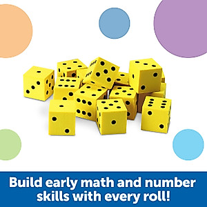 Learning Resources Hands-On Soft Dot Dice Bucket, Set of 200, Ages 3+, Classroom or Homeschool Supplies, Back to School Supplies,Teacher Supplies