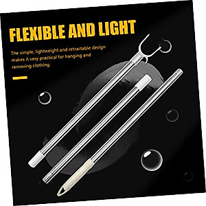 BUGUUYO Stitching Clothes Rail Coat Hooks Heavy Duty Retractable Clothesline Heavy Duty Light Stand Closet Hooks Clothesline Prop Pole Heavy Duty Hangers Splicing Clothing Pole Metal Guide