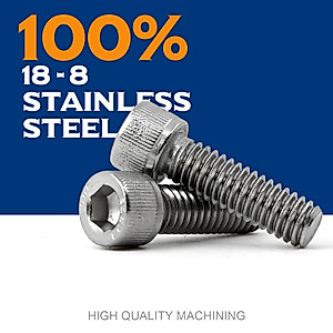 1/4-20 x 2" Socket Head Cap Screws, Allen Socket Drive, 304 Stainless Steel 18-8, Full Thread, Bright Finish, Fully Machine Thread, 25 PCS