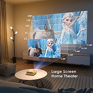 YOWHICK Mini Projector for iPhone, Native 1080P HD Projector, Portable Projector, Movie Projector Compatible with Android/iOS/Windows/TV Stick/HDMI/USB