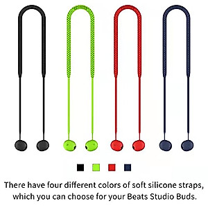 SUIHUOJI for Beats Studio Buds Strap, Soft Silicone Special Anti-Skid Design Sports Anti Lost Strap Lanyard Accessories Compatible with Beats Studio Buds Earbuds Neck Rope Cord(Black)