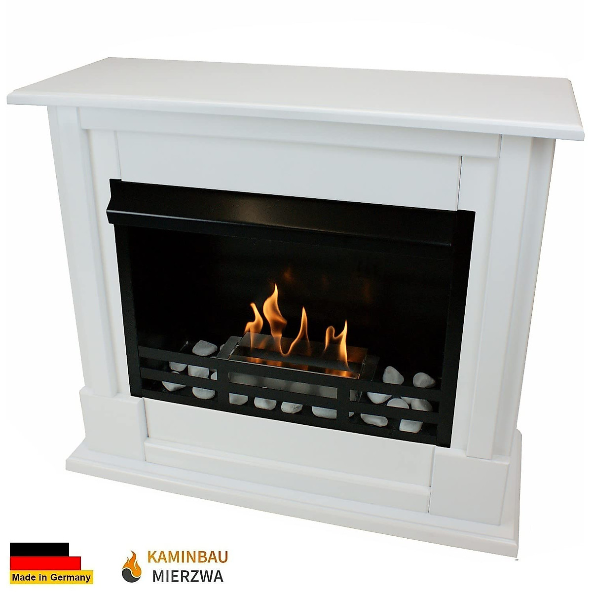 Gel + Ethanol Fire-Places Emily Deluxe Inclusive: 1 Adjustable Stainless-Steel Burner White
