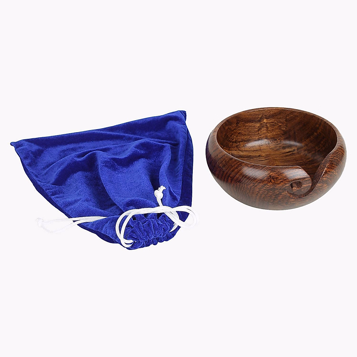 Azwa Nautical Wooden Yarn Bowl, Knitting Yarn Bowl with Holes Storage Handmade to Prevent Slipping, Perfect Yarn Holder Bowl for Crocheting and Knitting Mothers Day Gift 6" x 3"