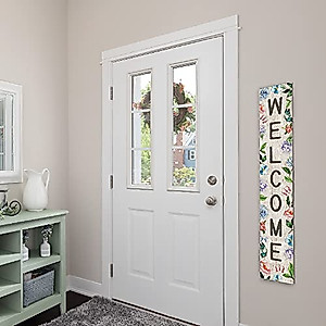 My Word! Welcome Spring Flowers & Butterflies Porch Sign - Engineered Wood, 8x46.5in, Farmhouse Style