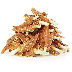 MON2SUN Dog Rawhide Twist Chicken Wrapped Rawhide Sticks for Puppy and Small Dogs, Promotes Dental Health Chicken Wings 18.34oz