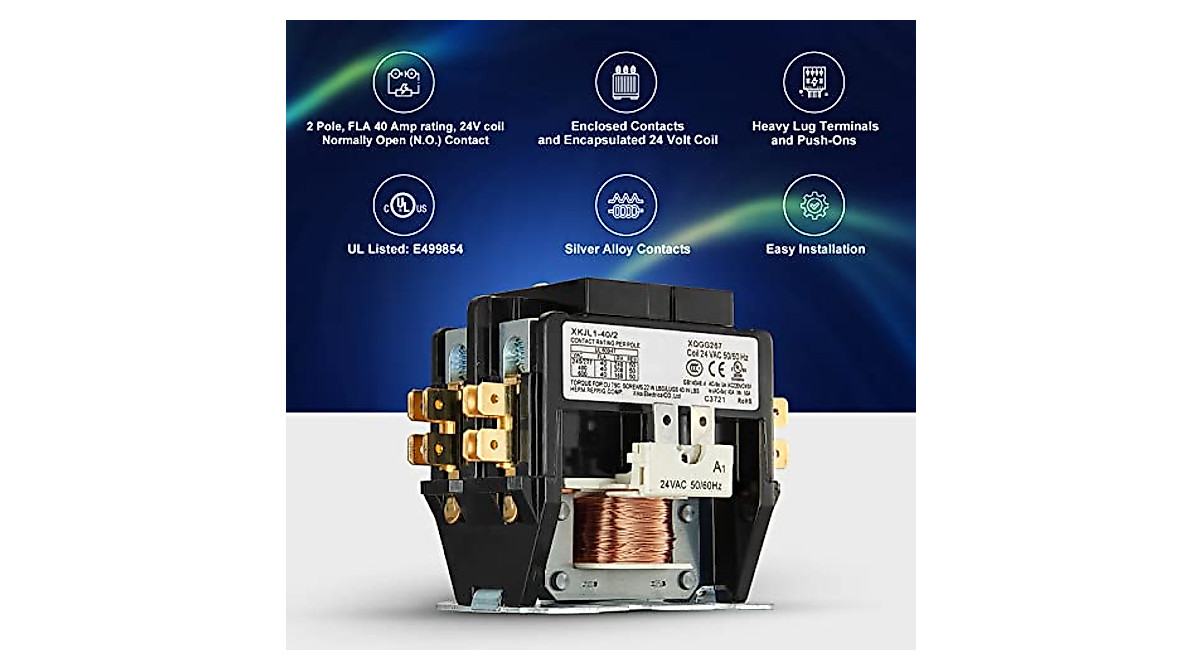 Heavy Duty 2 Pole AC Contactor - 40Amp 24V Coil