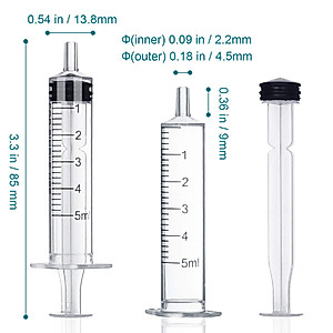 5ml Syringe Without Needle - 5 ml Small Plastic Syringes Sterile Individually Packed with Cap for Lab Medicine Student Measuring Liquid and Pet Dog Cat Baby Feeding Oral Colostrum ( 12 Pack 5cc /ml )