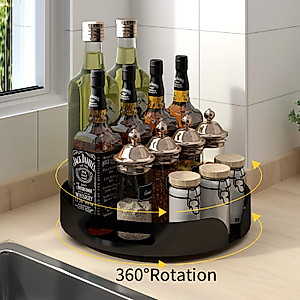 Lazy Susan Organizer, CASUN Metal Steel Rotating Spice Racks with Turntable for Kitchen Pantry Cabinet Cupboard Table, 11.4 inch Black(Single Tier)