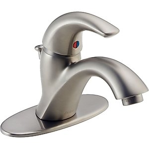 Delta Faucet Classic Single Hole Bathroom Faucet, Single Handle Bathroom Faucet Brushed Nickel, Bathroom Sink Faucet, 1 Hole Bathroom Faucet, Drain Assembly, Stainless 583LF-SSWF
