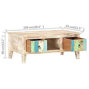 QJBSAVVA Coffee Table 39.4"x21.7"x15.7" Rough Acacia Wood,Center Table Low Table Folding Table Entrance Table Suitable for Meeting Rooms, Reception Rooms, Offices