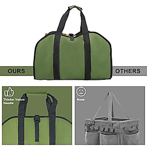 Hongmai Wood Carrier for Firewood with Handles, Canvas Firewood Log Carrier Tote, Firewood Holder Fireplace Accessories, Firewood Carrier Bag for Indoor, Outdoor, All Weather Camping (Green)