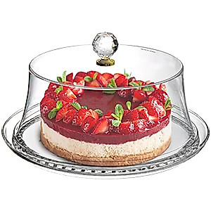 Hiceeden 10 Inch Acrylic Cake Stand with Dome Lid, Clear Cake Plate with Cover, Serving Platter with Lid for Display, Party, Dinner, Dessert