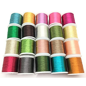 20 Piece Metallic Glitter Polyester Embroidery Thread Sewing Thread Set - Assorted Colors Crochet Thread Needle Work